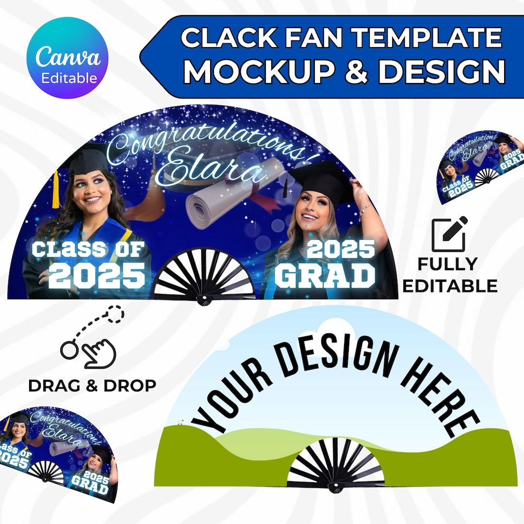 Clack Fan Template, Graduation Fan Template Editable Canva Template ...