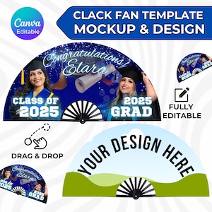 Clack Fan Template, Graduation Fan Template Editable Canva Template ...