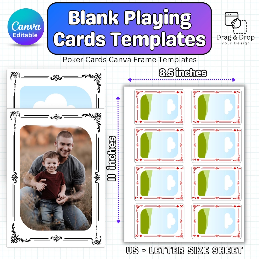 Blank Playing Cards Templates, Custom Poker Card Canva Templates ...