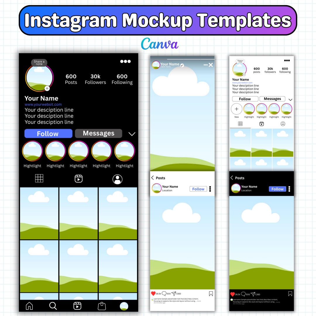 Instagram Mockup Templates, Editable 2025 Instagram Profile Interface ...