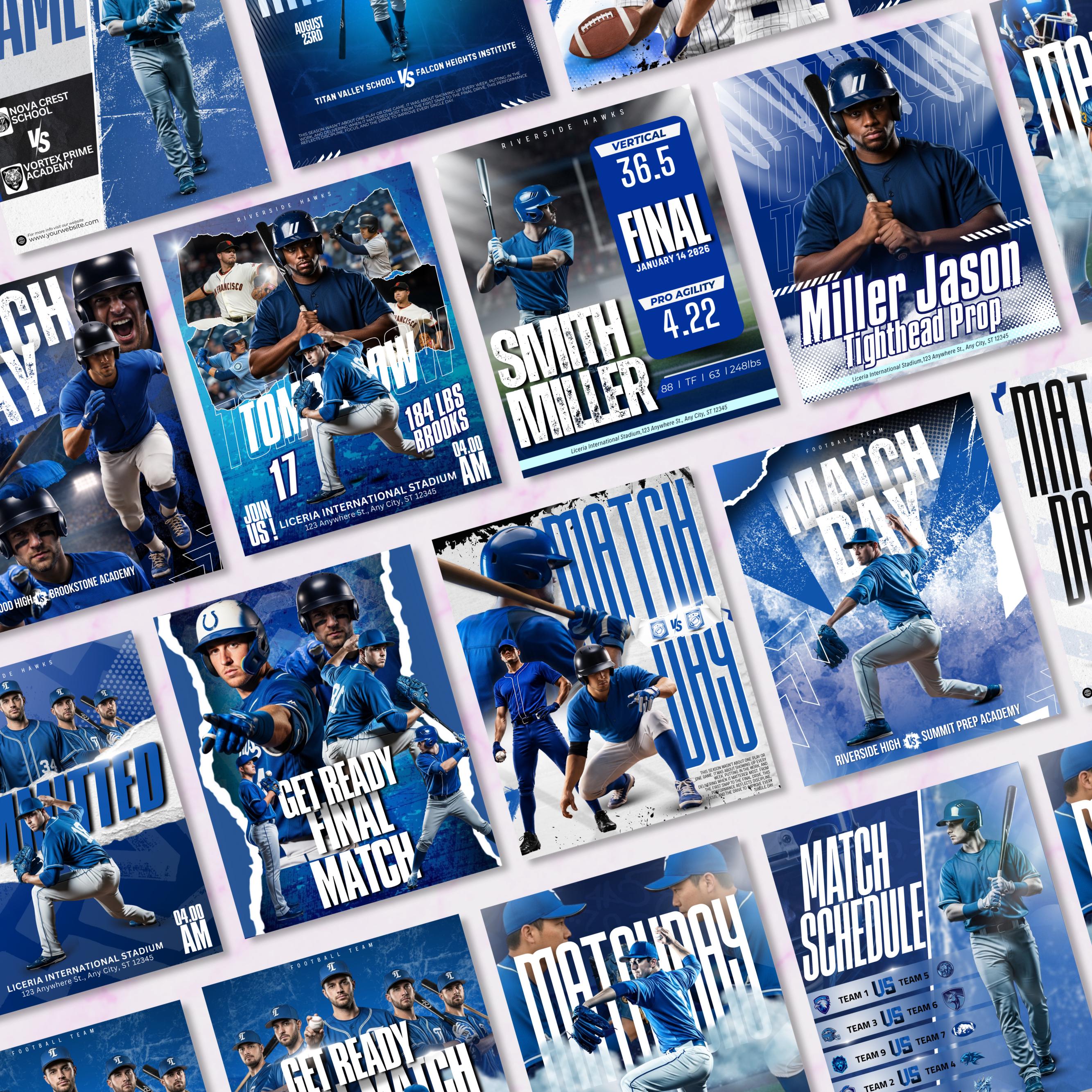 20+ Baseball Sports Social Media Templates | Editable Baseball Game Day ...