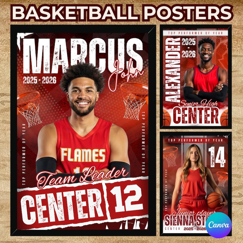 Basketball Poster Canva Template, Sports Senior Night Banner, Sports ...