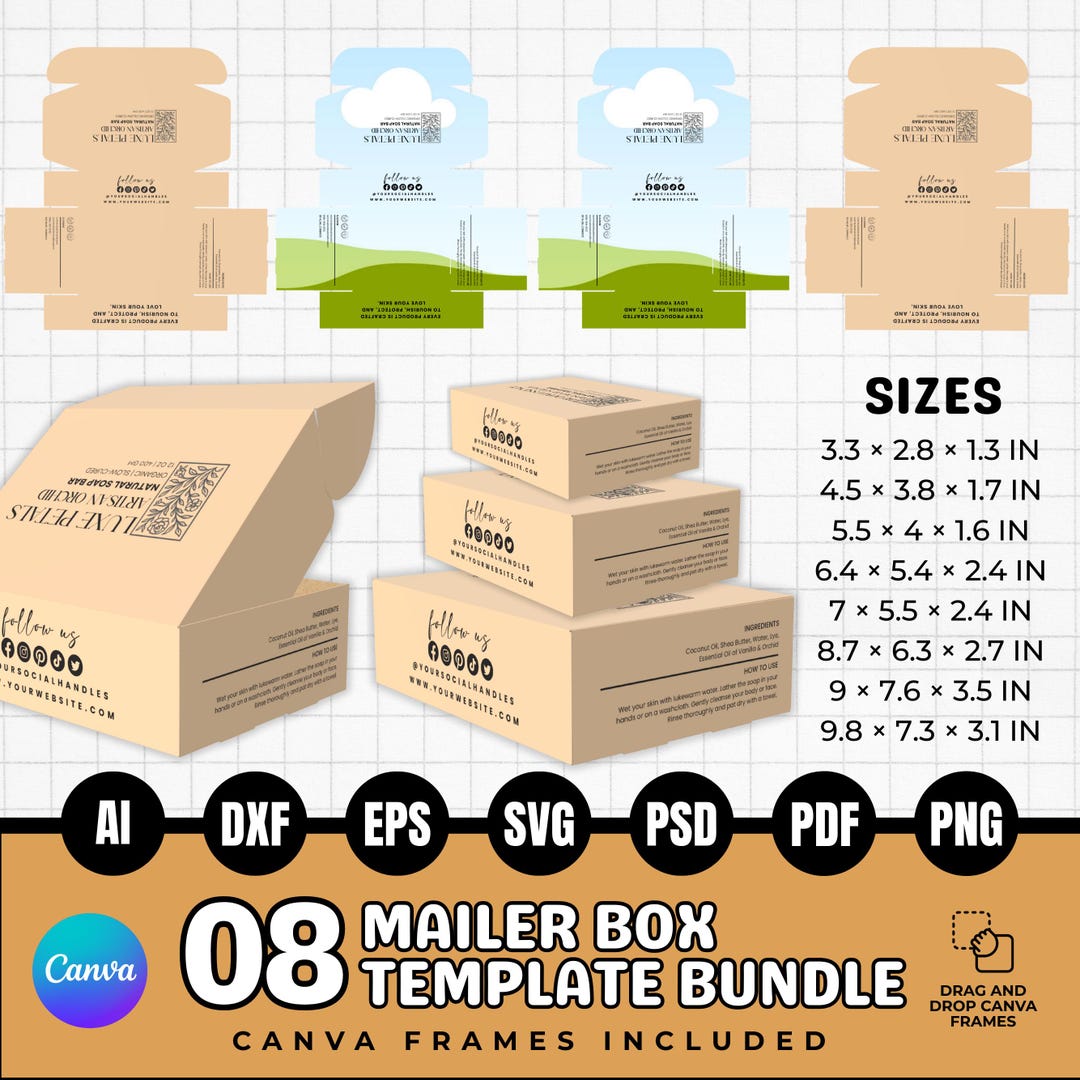 Editable Mailer Box Design Canva Template, Mailer Packaging Template ...