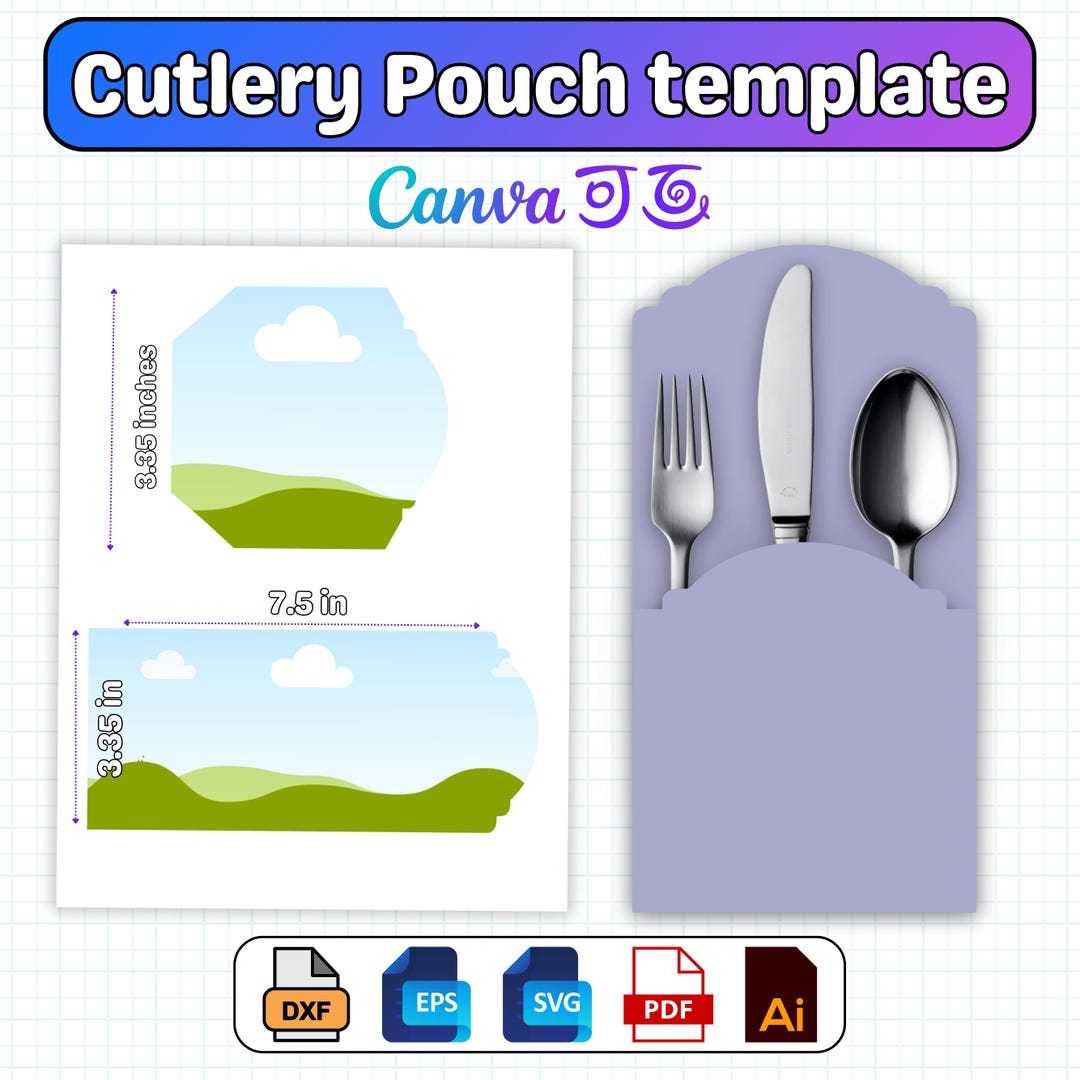 Cutlery Pouch Template, Cutlery Paper Holder Template, Cutlery Party ...