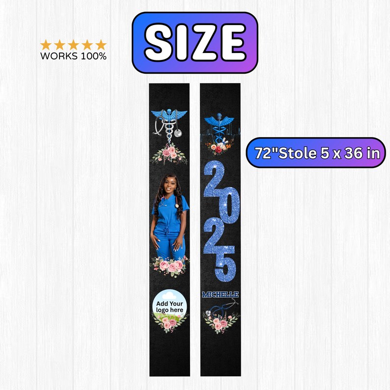 72" Stole Template, Graduation Stoles, Nursing Sash Graduation ...