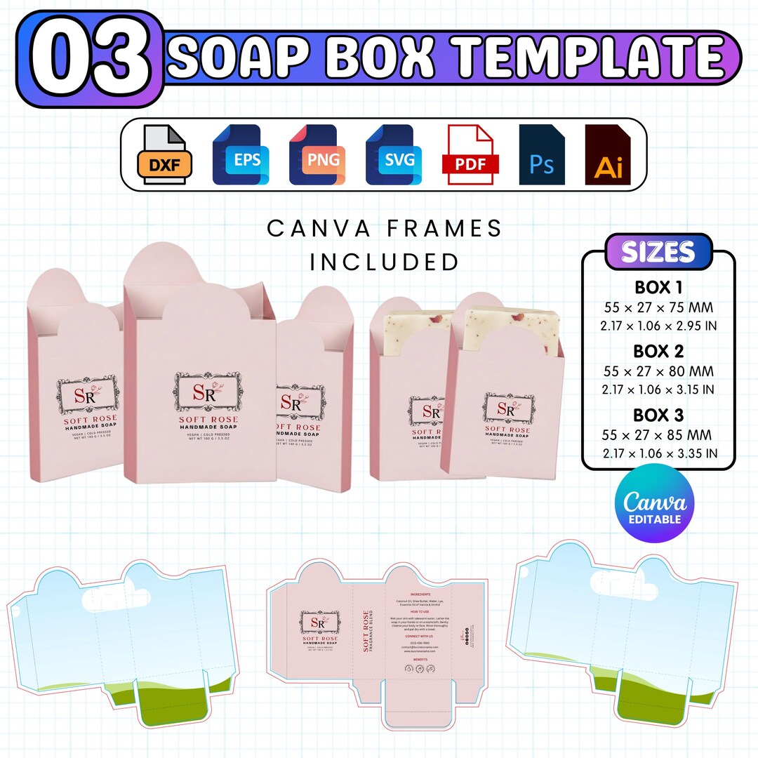 Soap Box Template, Editable Soap Packaging Template, 3 Sizes, Soap Box ...