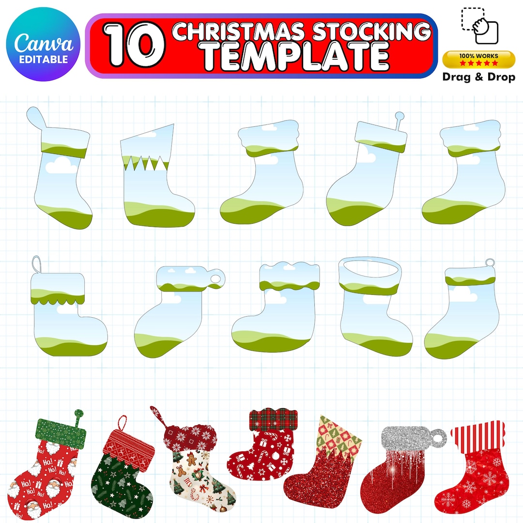 Editable Christmas Stocking Template for Personalized Holiday Decor ...