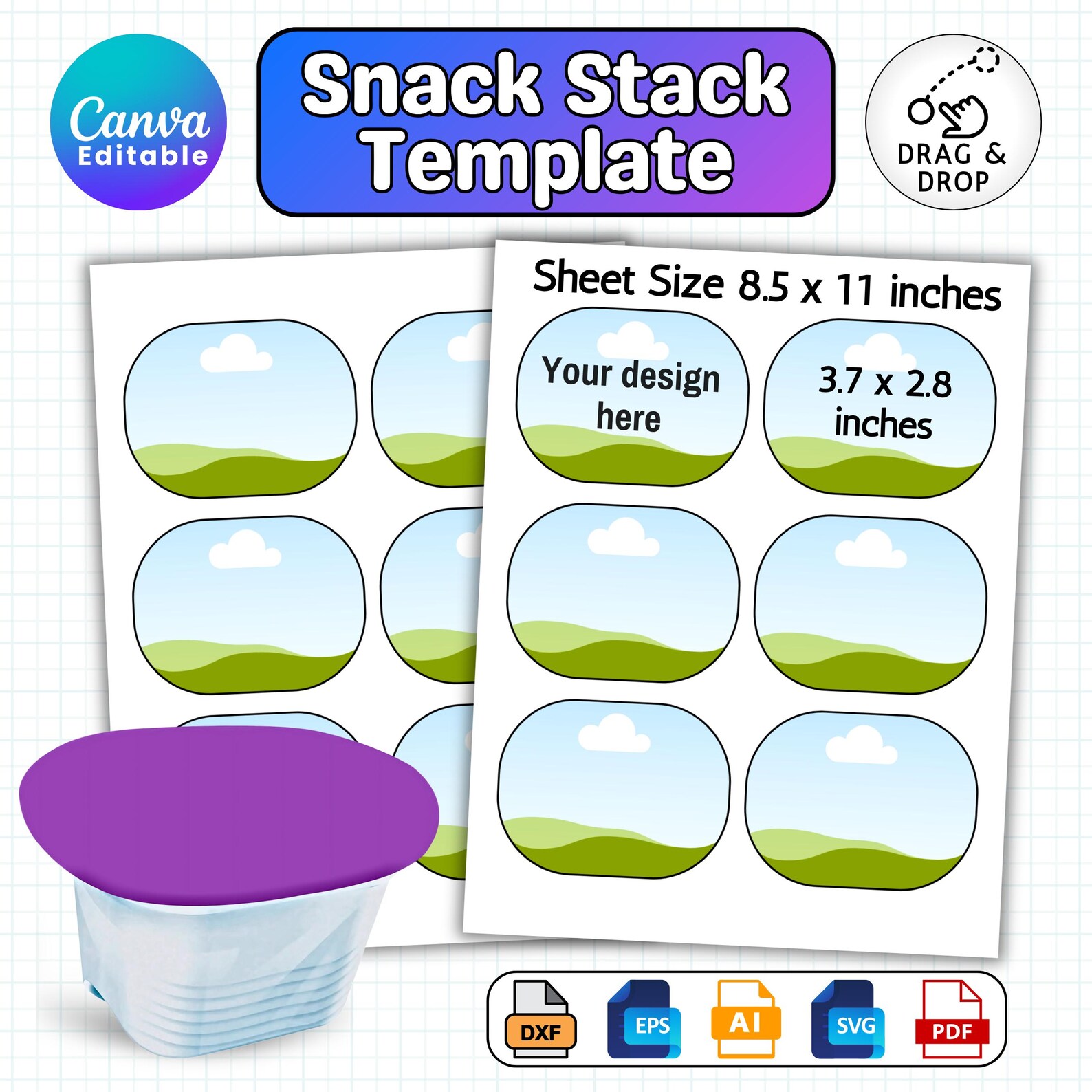 Snack Stack Template, Snack Stack Label Template, Editable Snack Stack ...
