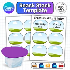 Snack Stack Template, Snack Stack Label Template, Editable Snack Stack ...