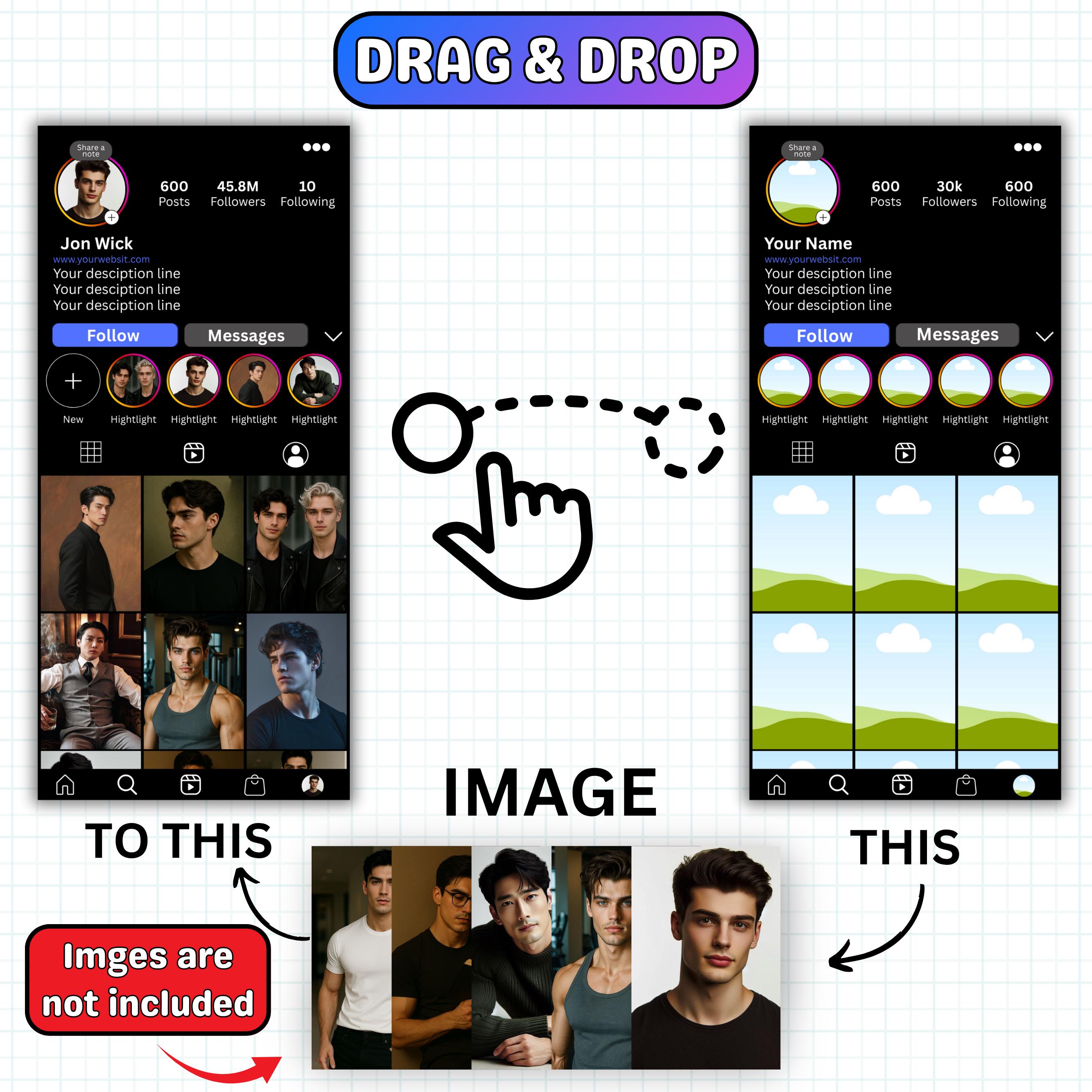 Instagram Mockup Templates, Editable 2025 Instagram Profile Interface ...