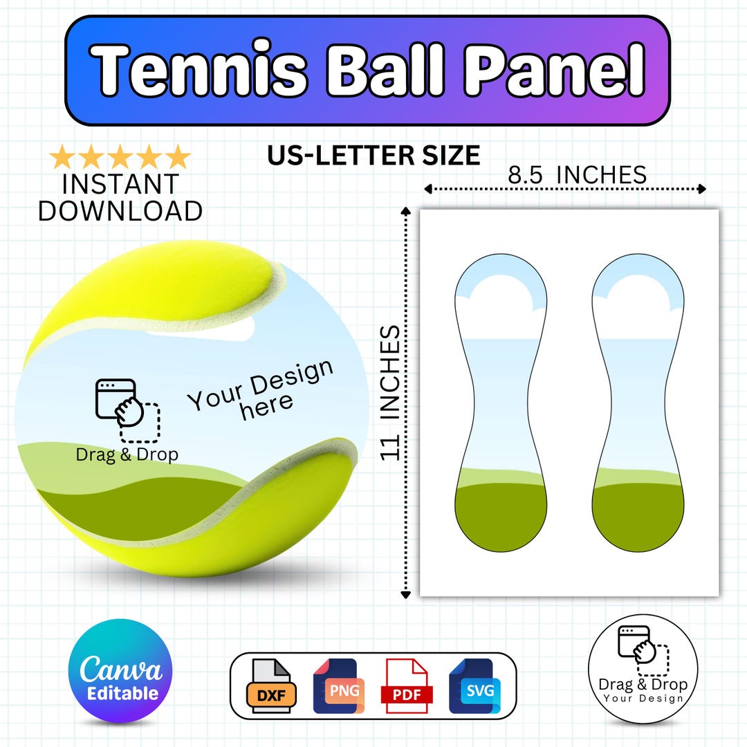 Tennis Ball Panel Template, Tennis Panel Template, Tennis Ball Template ...