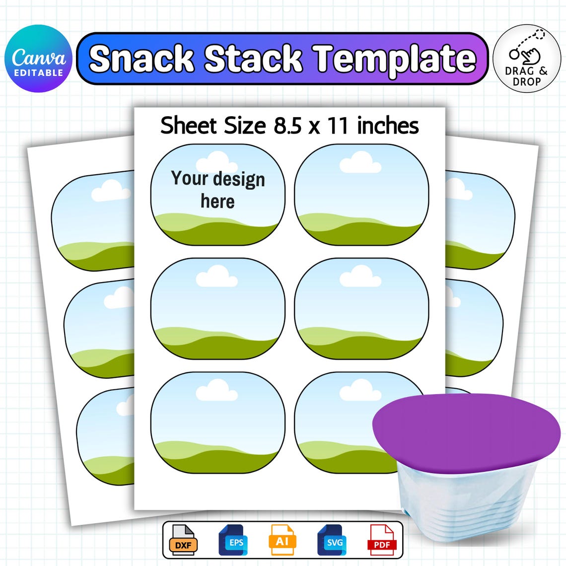 Snack Stack Template, Snack Stack Label Template, Editable Snack Stack ...