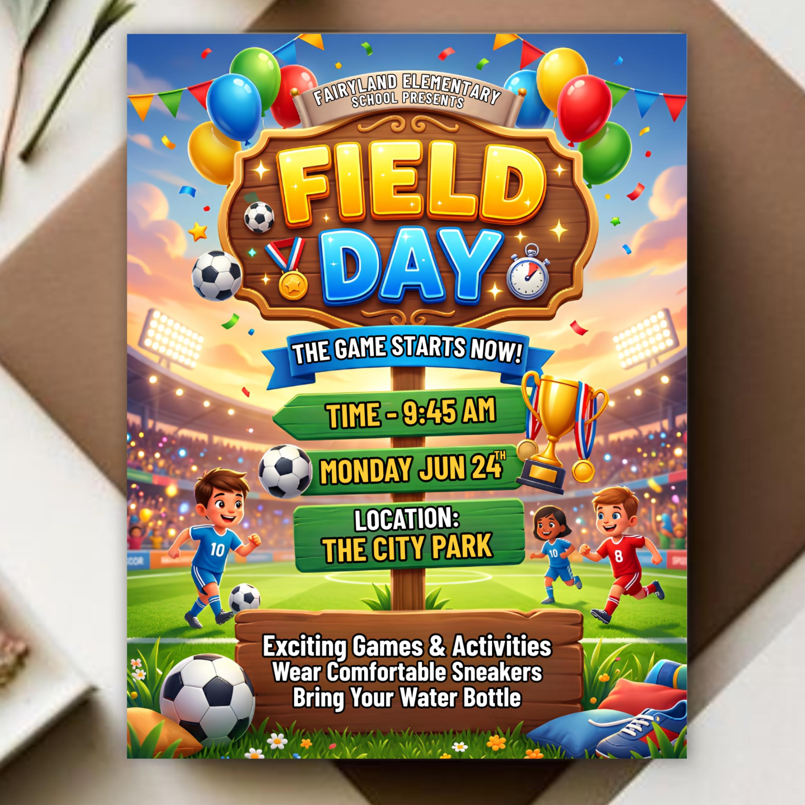 Field Day Flyer Template, Field Day Invitation, Editable 8.5x11 School ...