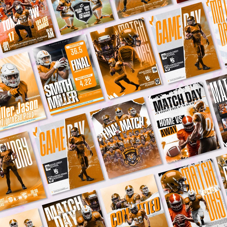 Football Social Media Templates, Football Canva Graphics Pack, Game Day ...
