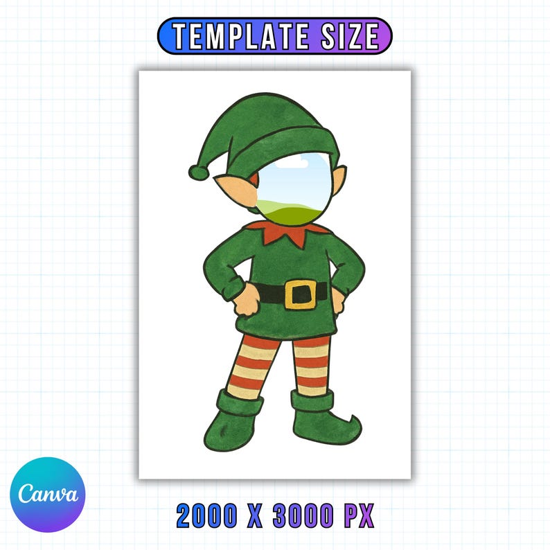 Christmas Elf Photo Frames, Add Your Own Face, 15+ Canva Holiday Elf ...