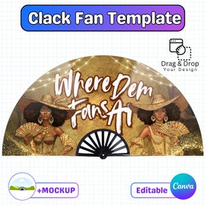 Clack Fan Mockup Template, Where Dem Fans at Clack Fan, Sublimation Fan ...