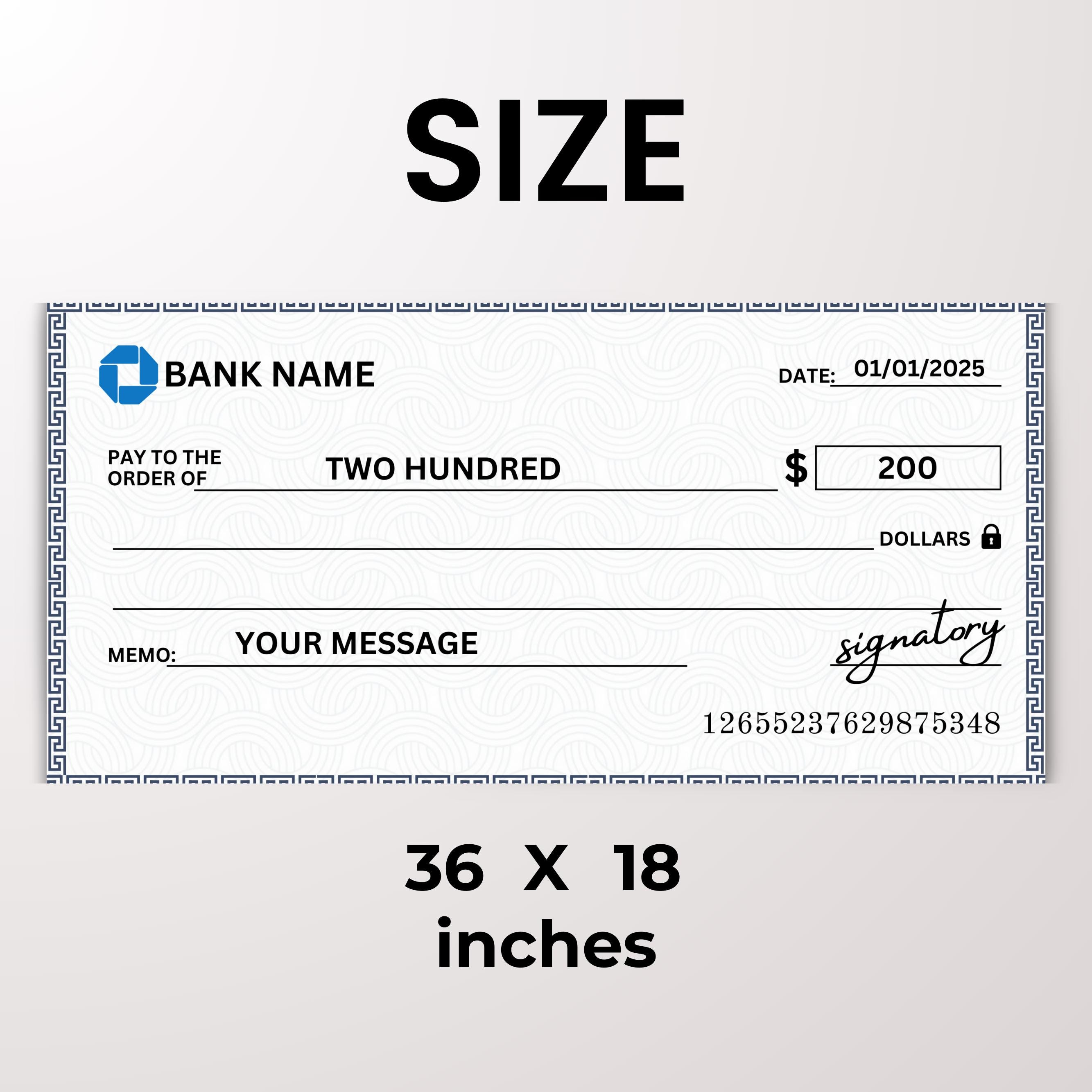 Super Large Blank Check, 36 X 18 in Manifestation Check Canva,blank ...