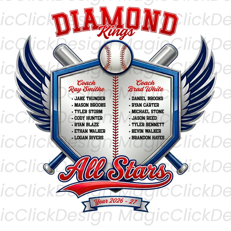 Baseball Roster Canva Template, Editable All Stars Layout, Baseball ...