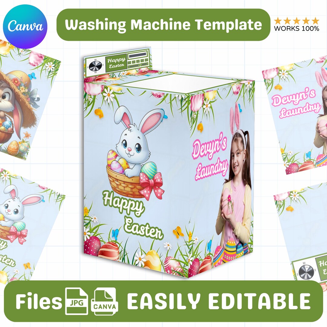 Easter Laundry Washer Template 16x20,easter Basket, Easter Laundry ...