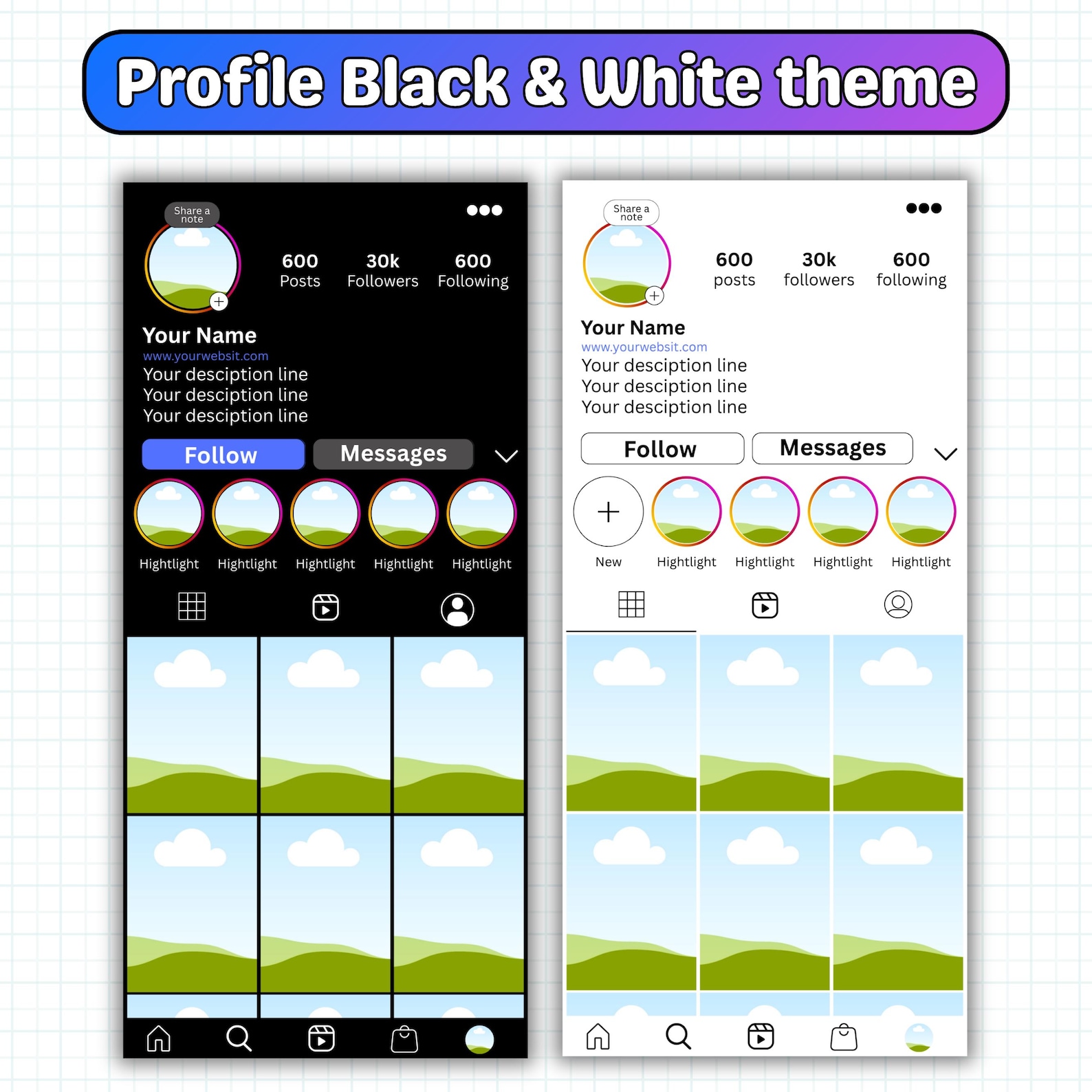 Instagram Mockup Templates, Editable 2025 Instagram Profile Interface ...