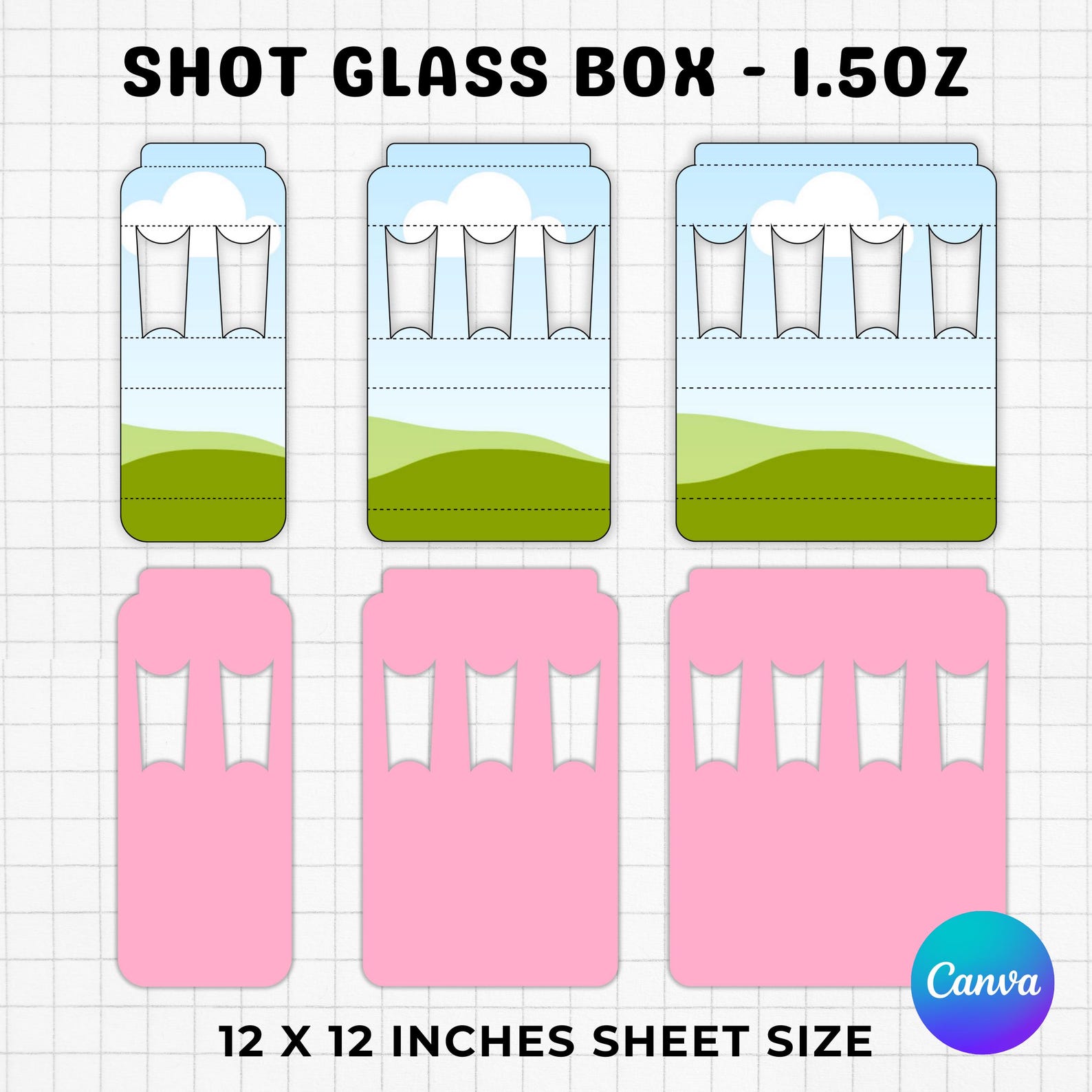 Shot Glass Box Template Bundle - Create Custom Favor Boxes for 2, 3, or ...