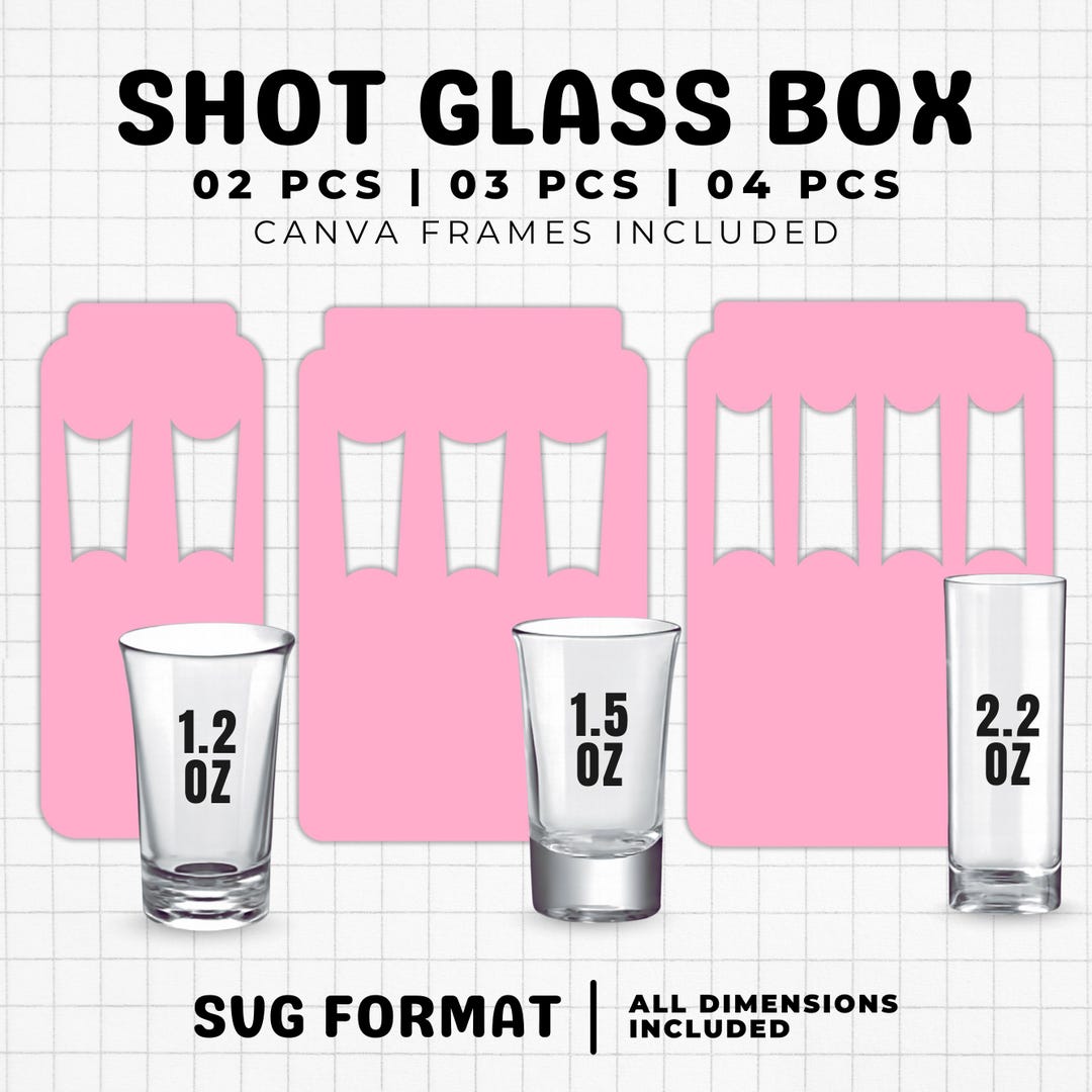Shot Glass Box Template Bundle - Create Custom Favor Boxes for 2, 3, or ...