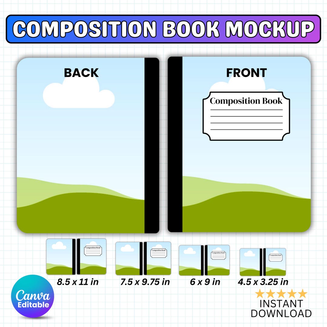 Composition Book Mockup Template, Drag and Drop,back to School, School ...
