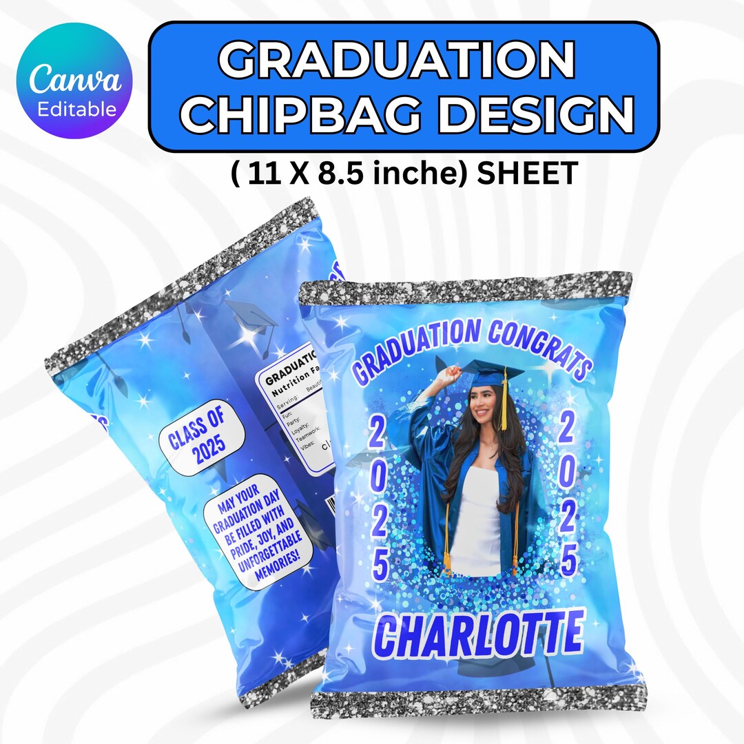 Graduation Chip Bag Template, Graduation Party Favor Templates, Grad ...