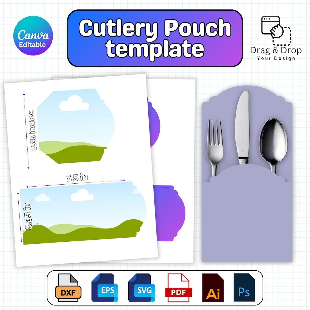 Cutlery Pouch Template, Cutlery Paper Holder Template, Cutlery Party ...