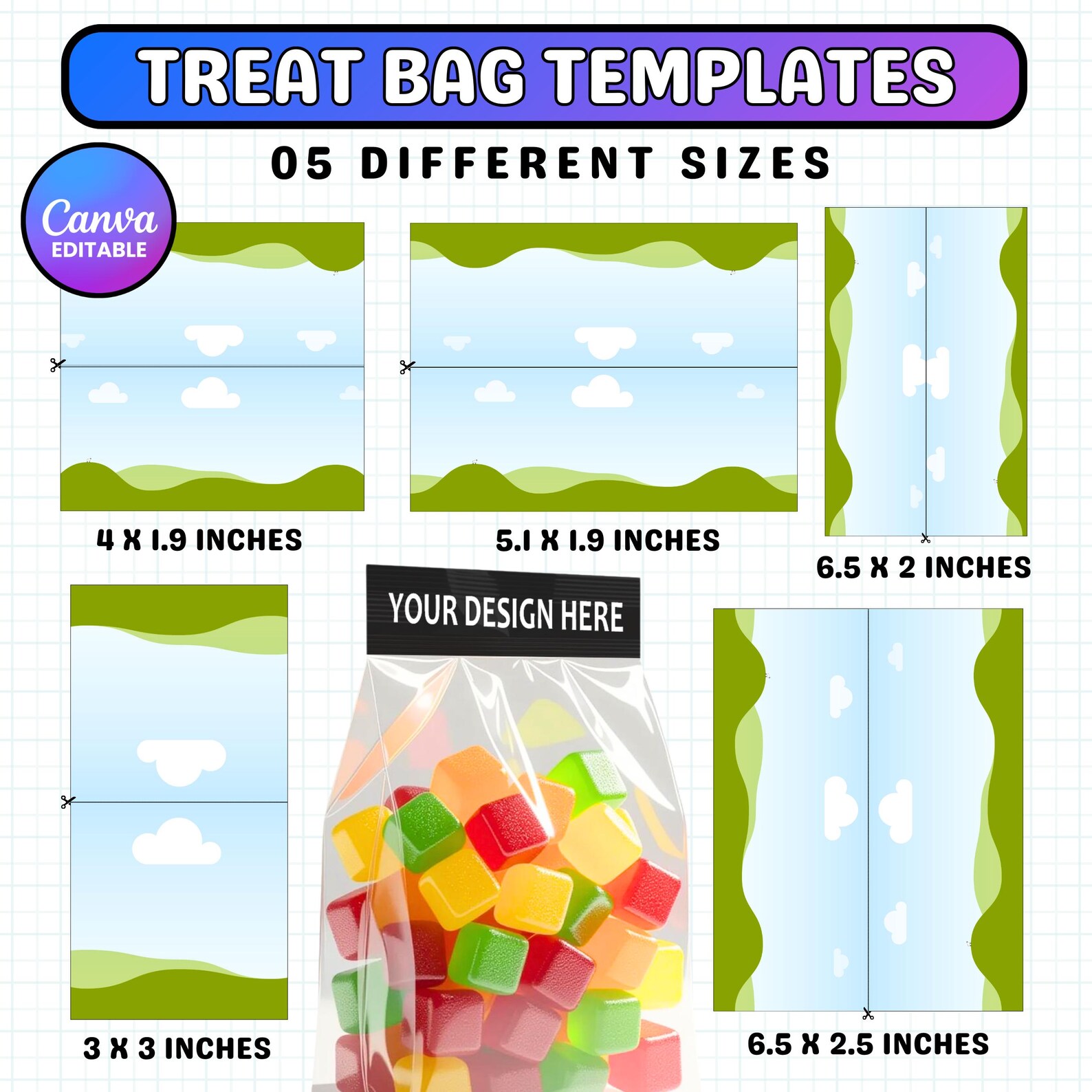 Treat Bag Toppers Template Bundle Editable, Treat Bag Label Template ...