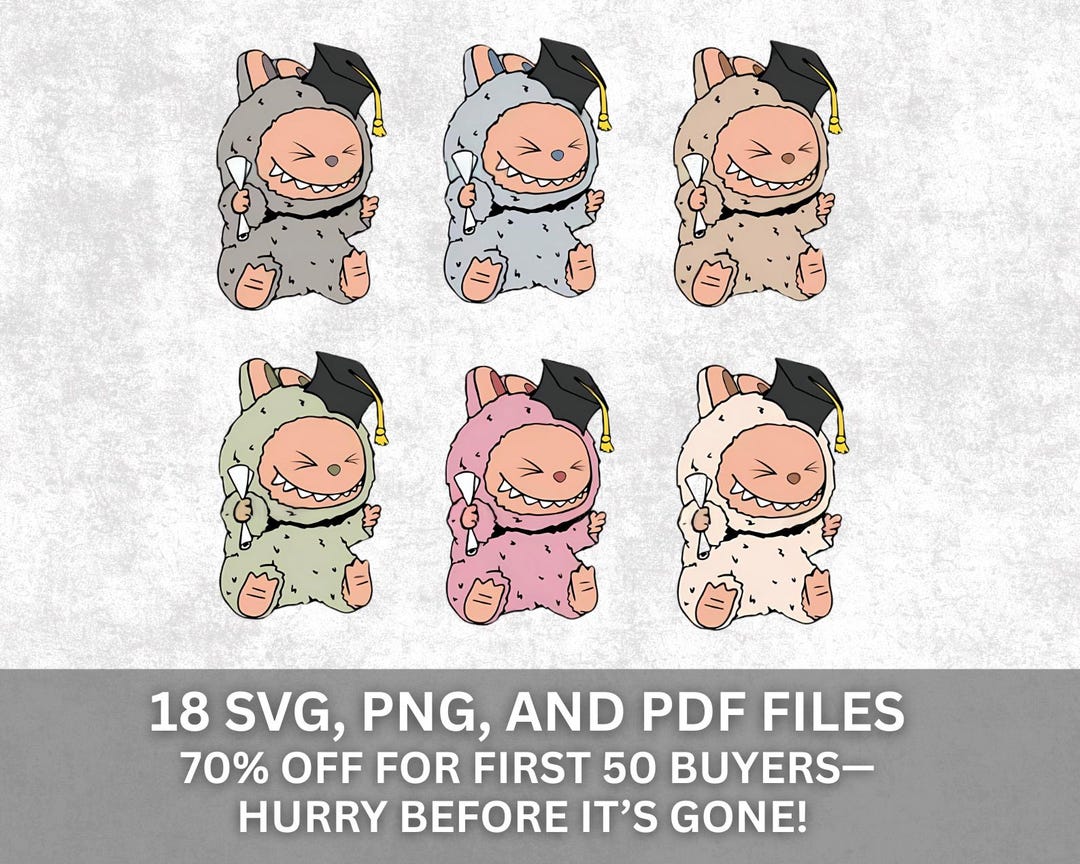 Labubu Graduation Designs PNG, Vector Digital File for Cricut, Laser ...