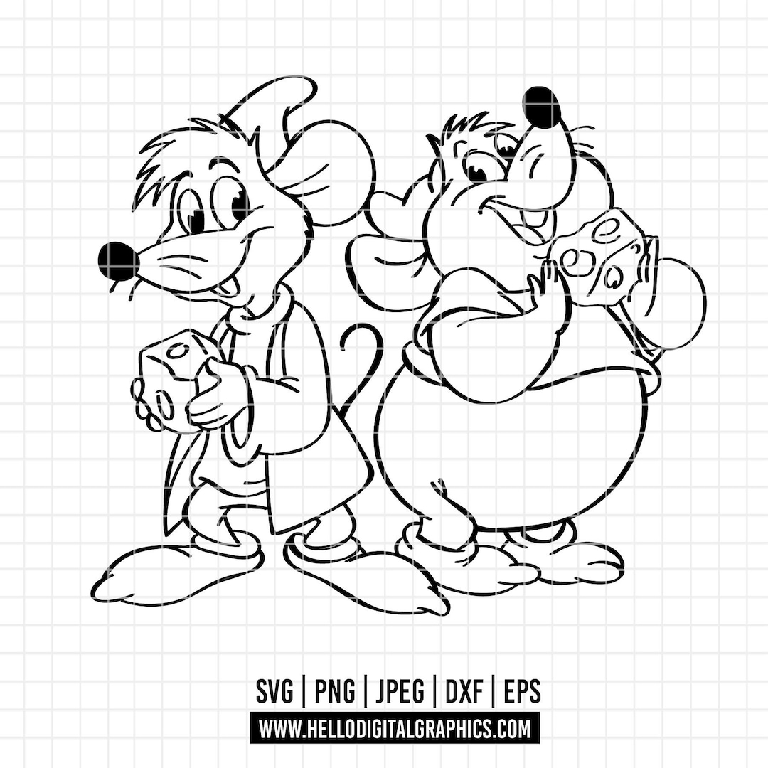 2841 - Jaq and Gus SVG, PNG, EPS - Disneyy Cinderella Characters Sketch ...