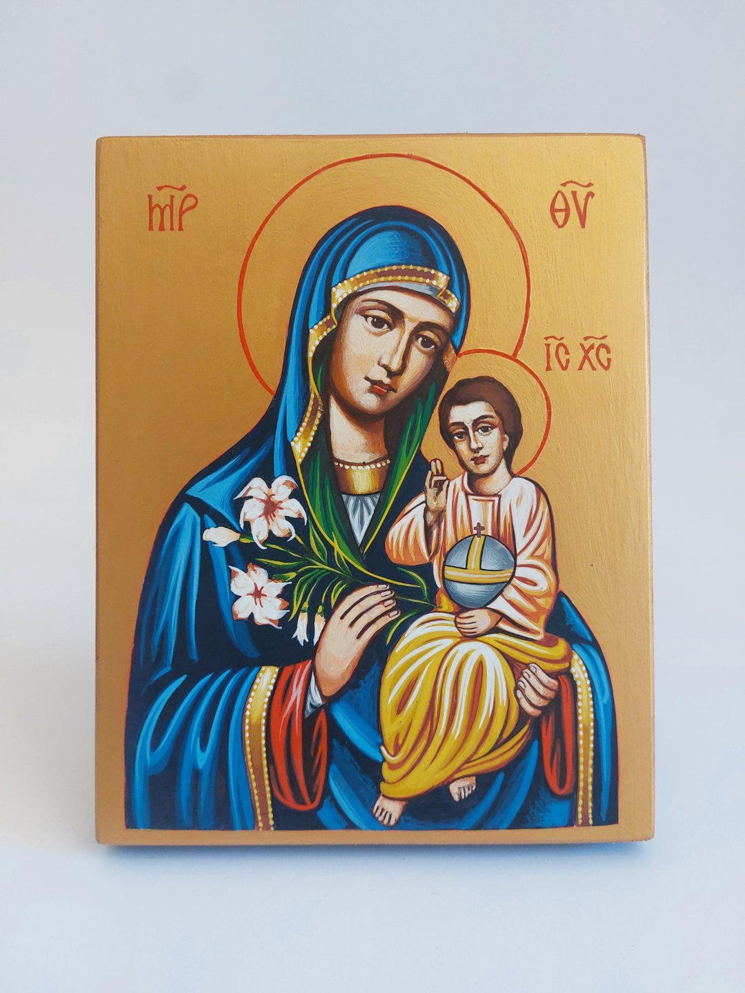 Virgin Mary Unfading Flower Icon / Hand-painted Orthodox Icon - Etsy