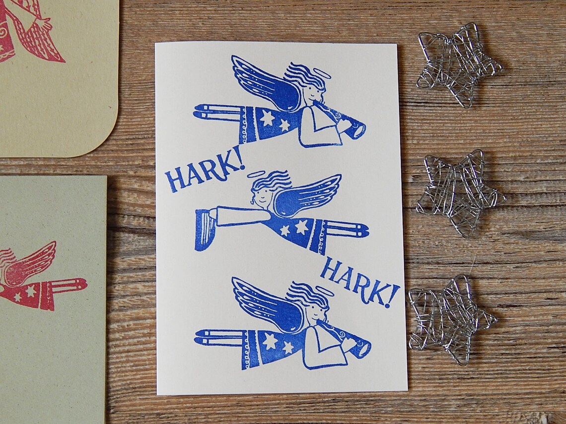 3 Christmas Angels Angel Stamp Christmas Stamp Fairy | Etsy