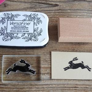 Linocut Hare Stamp Hare Stamp Rubber Stamp Lino Stamp Running Hare Hare ...