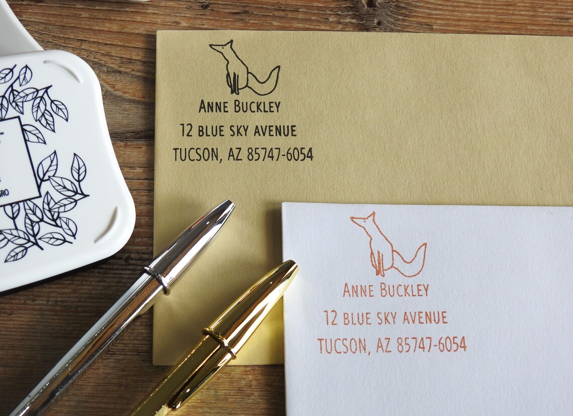 Nonchalant Fox Return Address Rubber Stamp Fox Stamp Fox - Etsy
