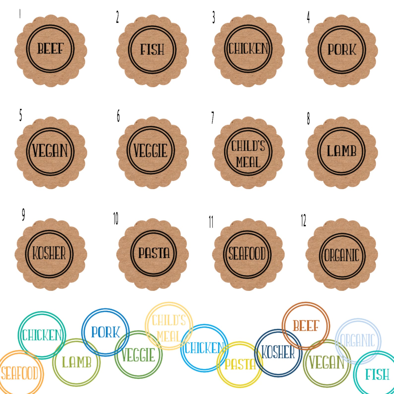 Choice of 12 Varied Framed Menu Stamps Event Meal Stamps | Etsy