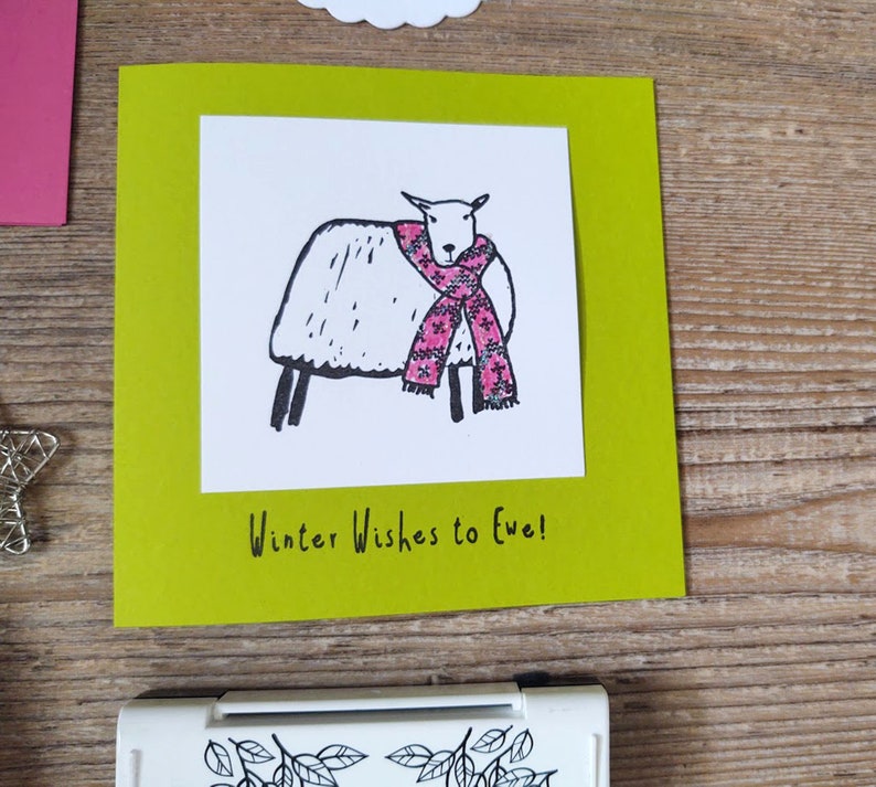 XL Sheep in Scarf Ewe Sheep Rubber Stamp Sheep Lover - Etsy