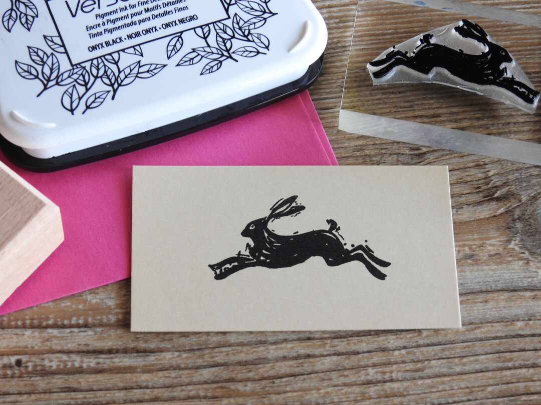 Linocut Hare Stamp Hare Stamp Rubber Stamp Lino Stamp Running Hare Hare ...
