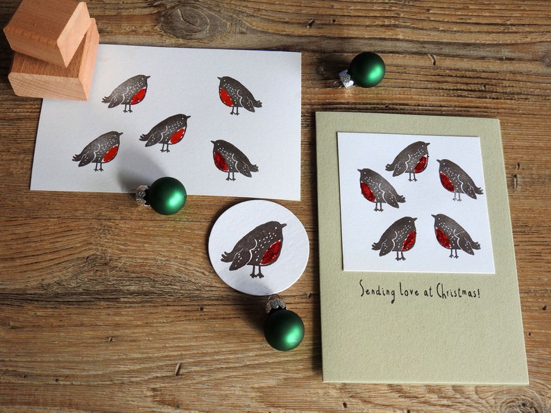 Festive Robins Christmas Stamp Christmas Gift Stamp - Etsy