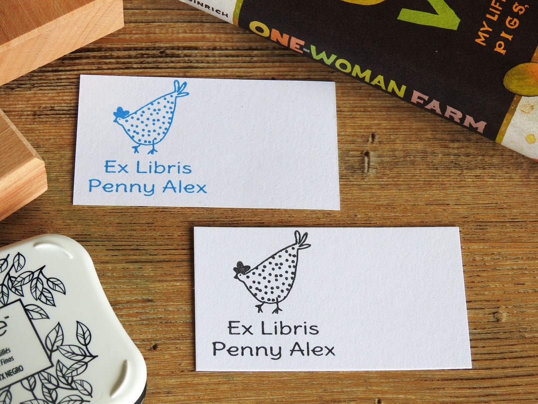 Spotty Hen Ex Libris Book Stamp Library Stamp Chicken Stamp Rubber ...