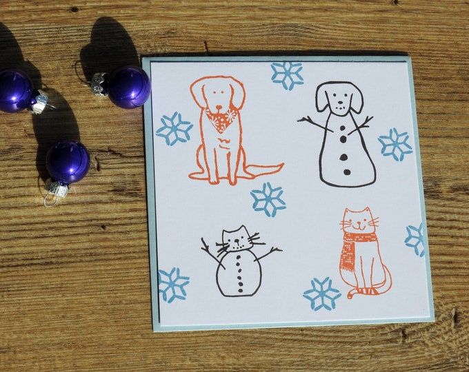Snow Dogs and Snow Cats Christmas Stamps Cat Stamps Dog Stamps Cat ...
