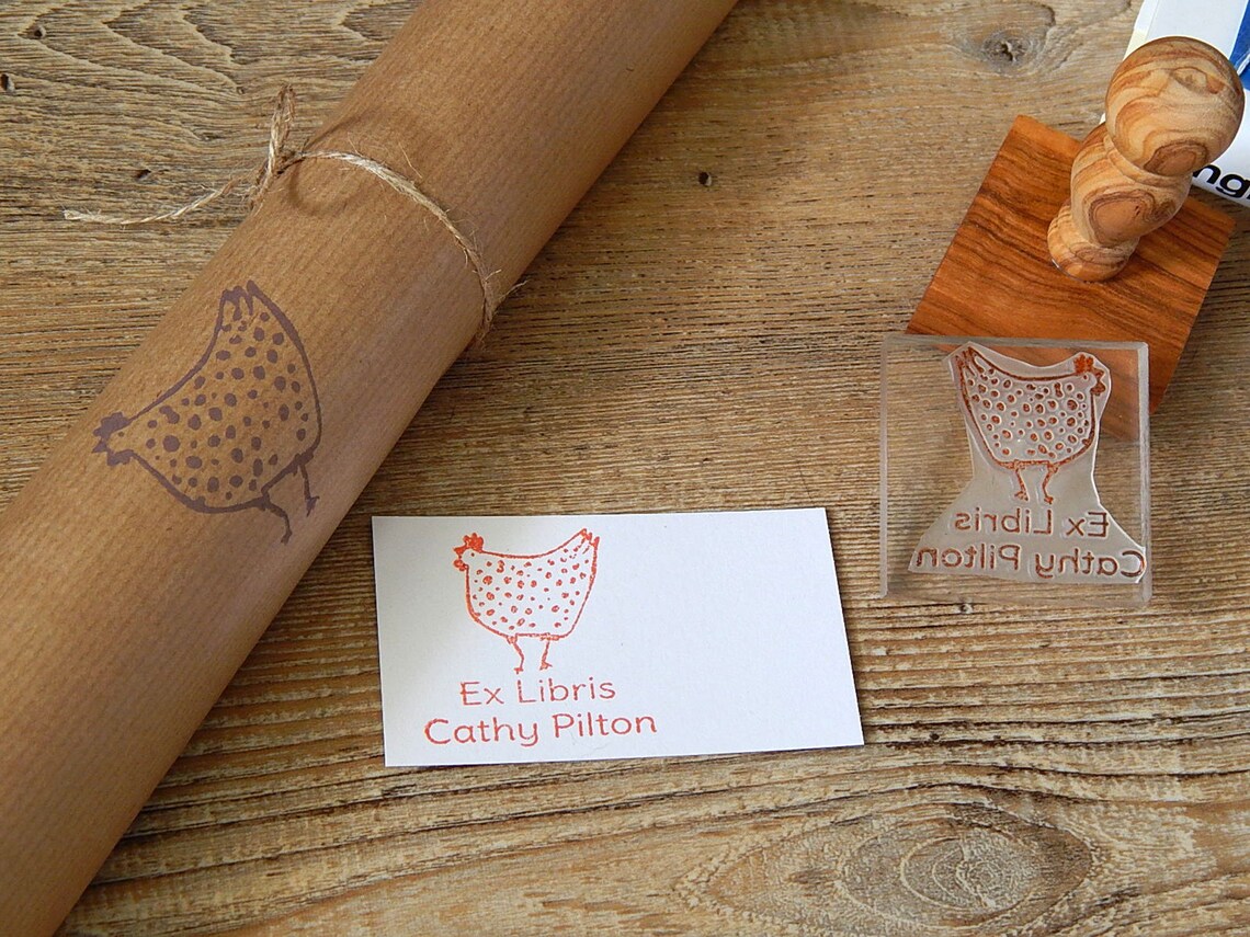 Spotty Hen Chicken Stamp Ex Libris Library Stamp Hen | Etsy