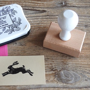 Linocut Hare Stamp Hare Stamp Rubber Stamp Lino Stamp Running Hare Hare ...