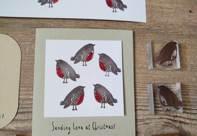 Festive Robins Christmas Stamp Christmas Gift Stamp - Etsy