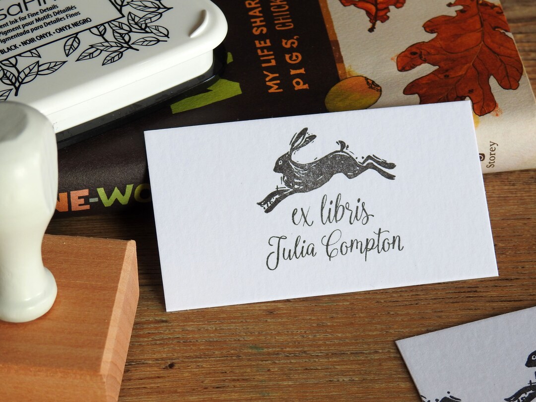 Linocut Hare Ex Libris Stamp Hare Stamp Rubber Stamp - Etsy