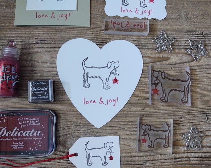 Dog & Star Christmas Stamps Dog Stamp Christmas Gift Stamp Holiday ...