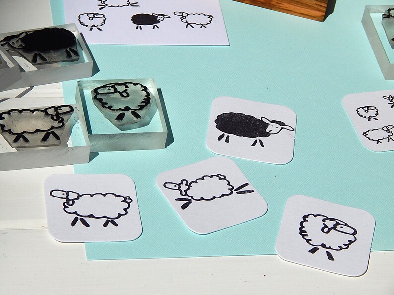 Cheeky Sheep Stamps Knitting Yarn Wool Olive Wood or | Etsy