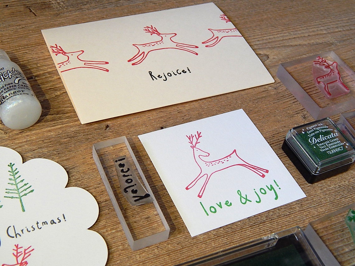 Dashing Reindeer Forest Scene Winter Woodland Festive | Etsy