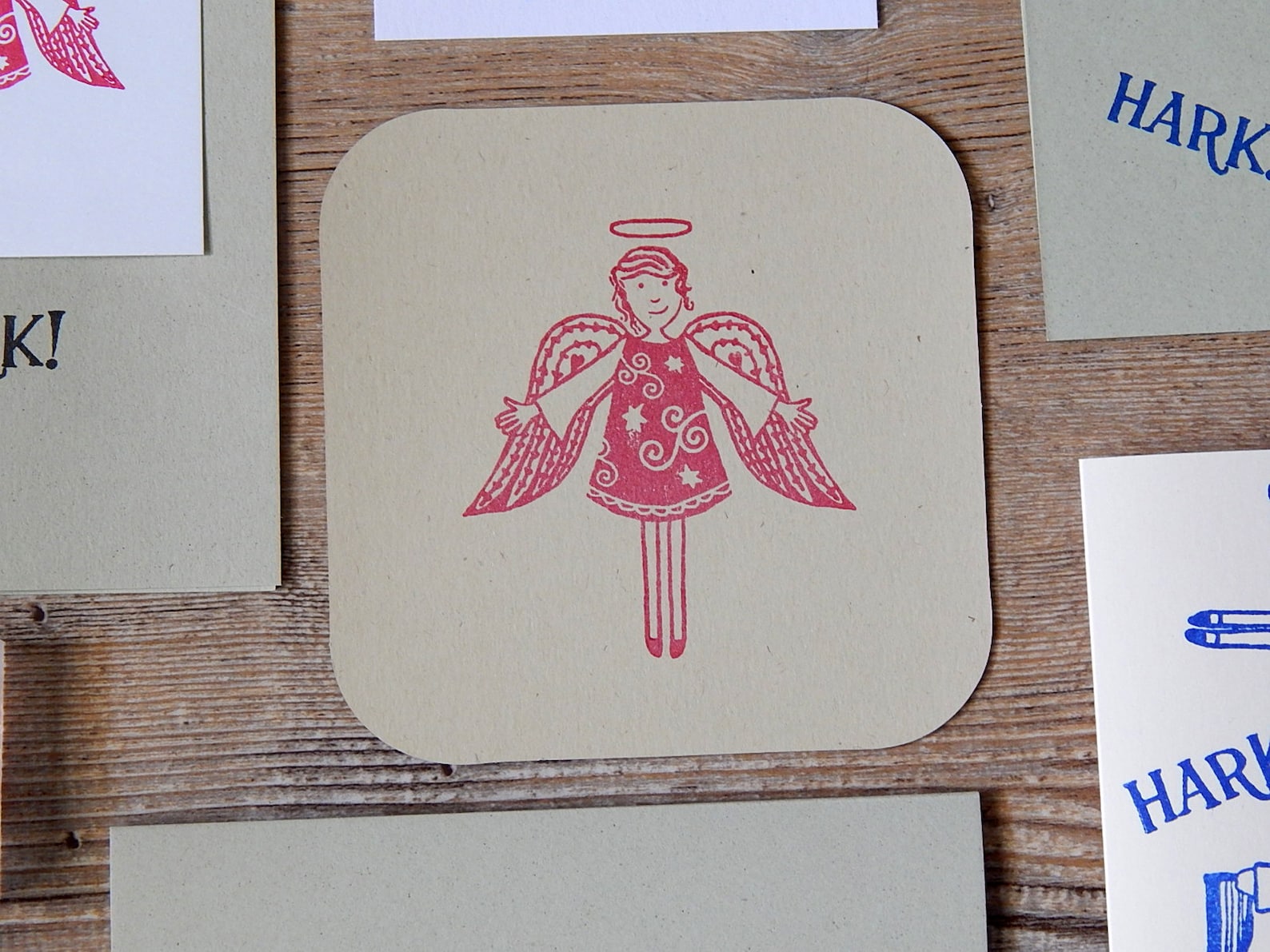 3 Christmas Angels Angel Stamp Christmas Stamp Fairy | Etsy